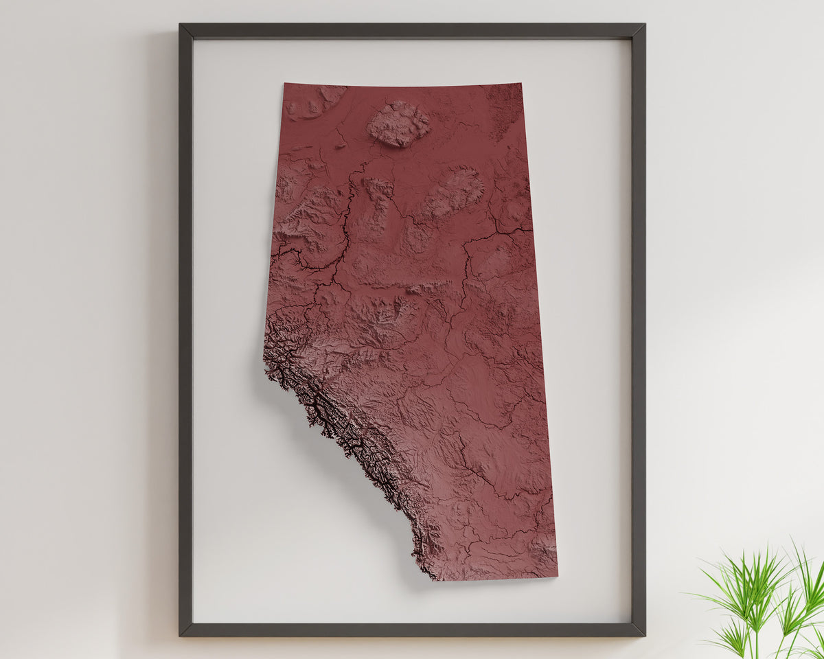 Alberta Shaded Relief (5 Variations) – Visual Wall Maps Studio