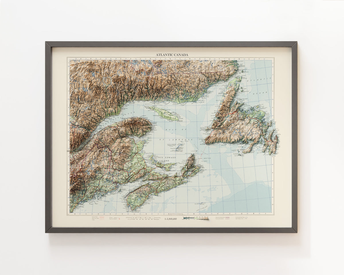 Atlantic Canada Topographic Map c. 1956 – Visual Wall Maps Studio