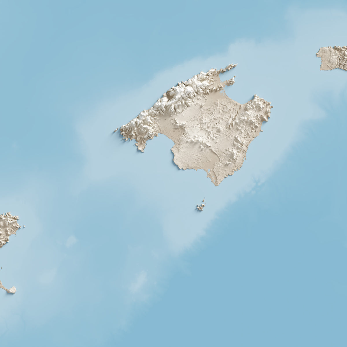 Balearic Islands Shaded Relief – Visual Wall Maps Studio