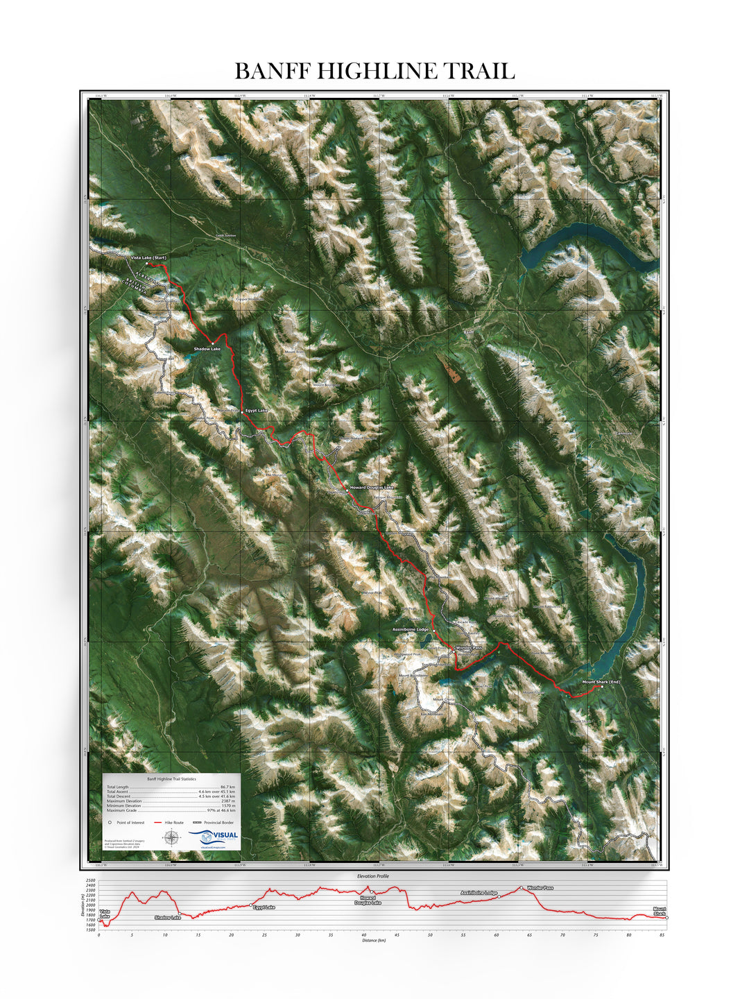 Banff Highline Trail Map – Visual Wall Maps Studio