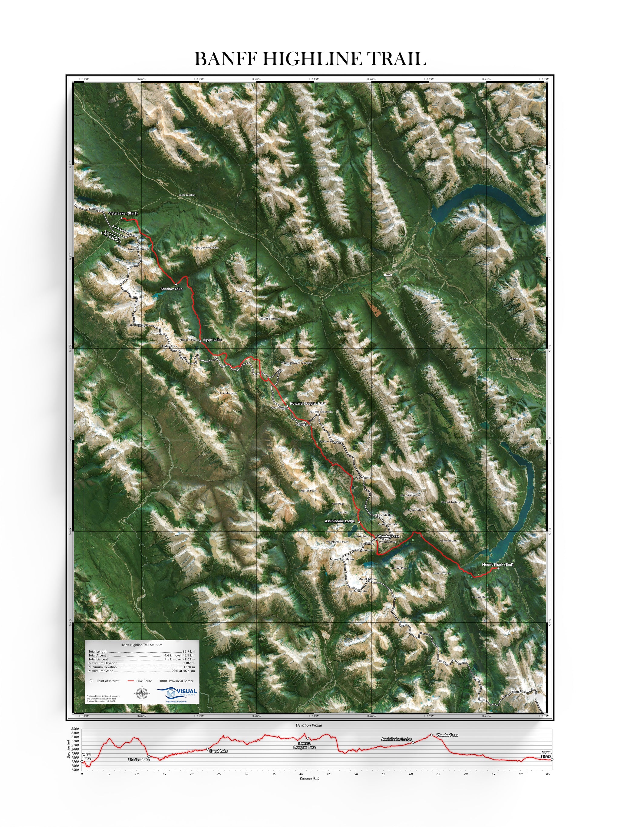 Banff Highline Trail Map – Visual Wall Maps Studio