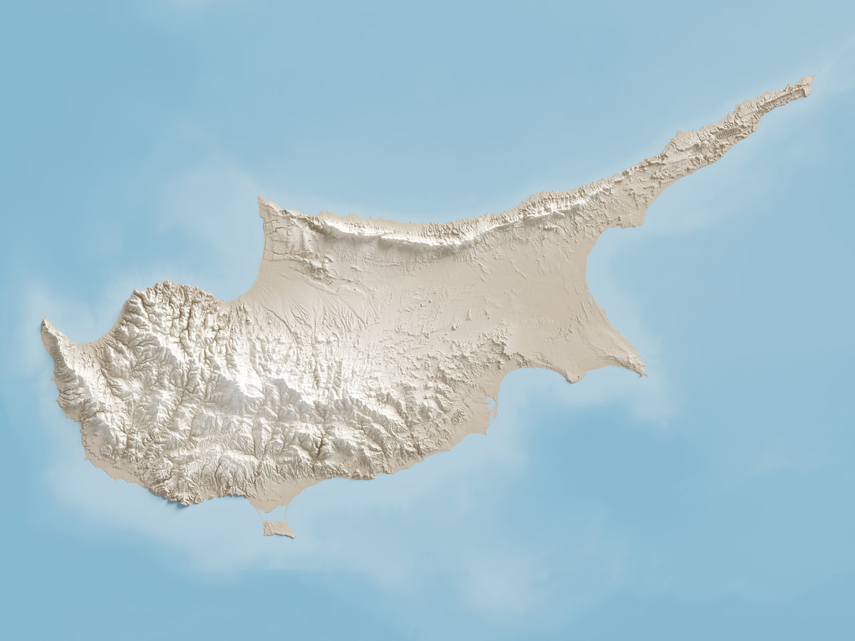 Cyprus Shaded Relief Island Series – Visual Wall Maps Studio