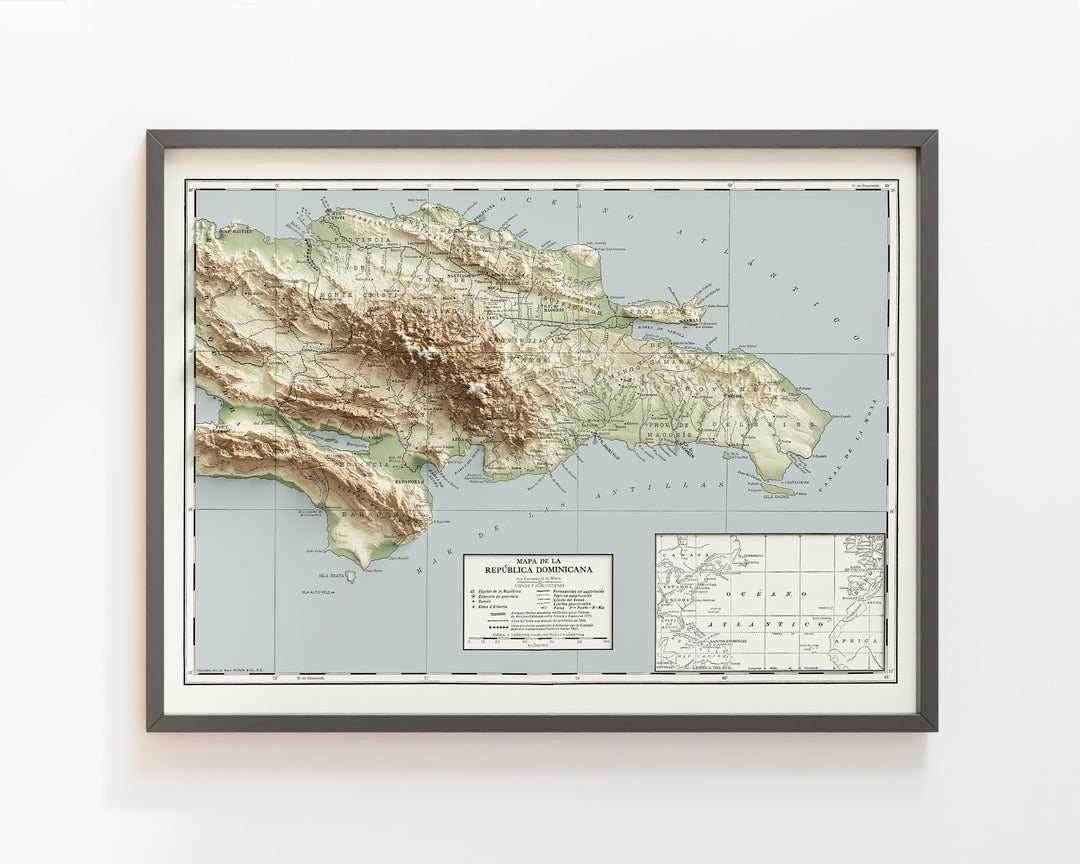 Dominican Republic Vintage Topographic Map (c.1910) – Visual Wall Maps ...