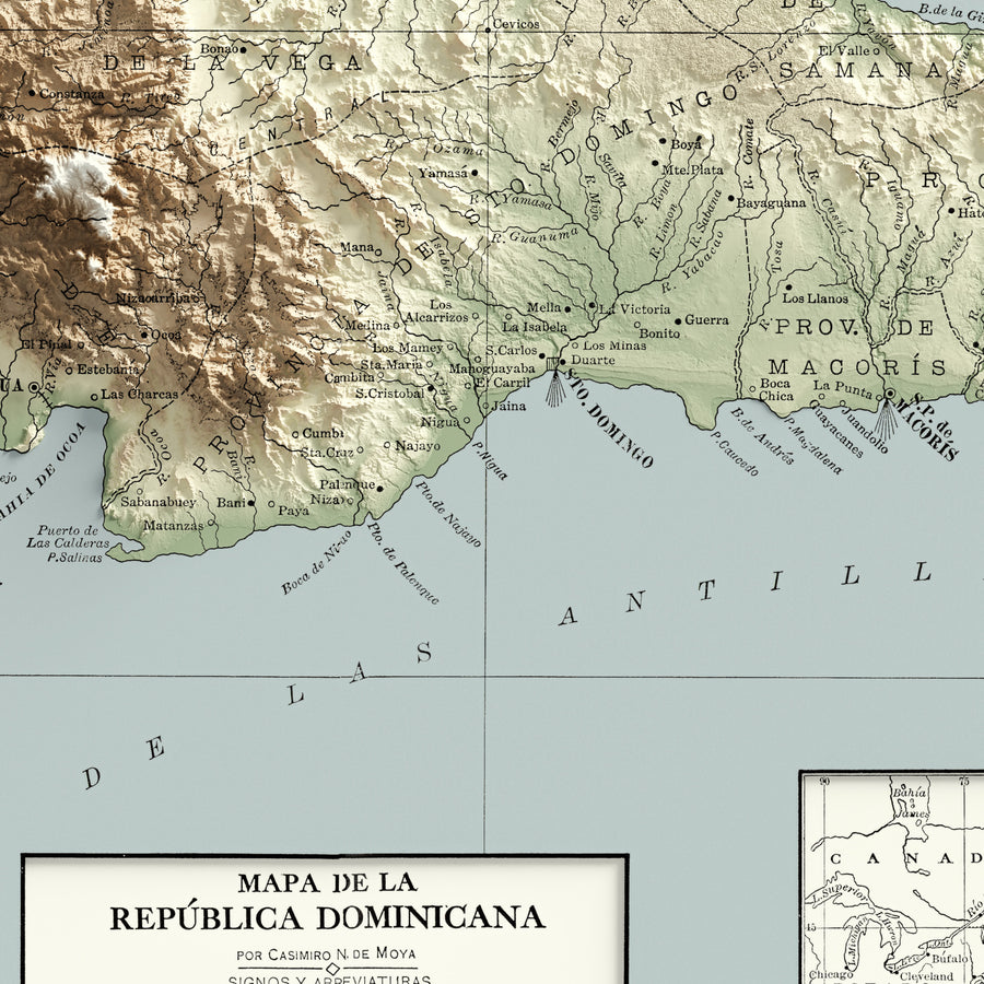 Dominican Republic Vintage Topographic Map (c.1910) – Visual Wall Maps ...
