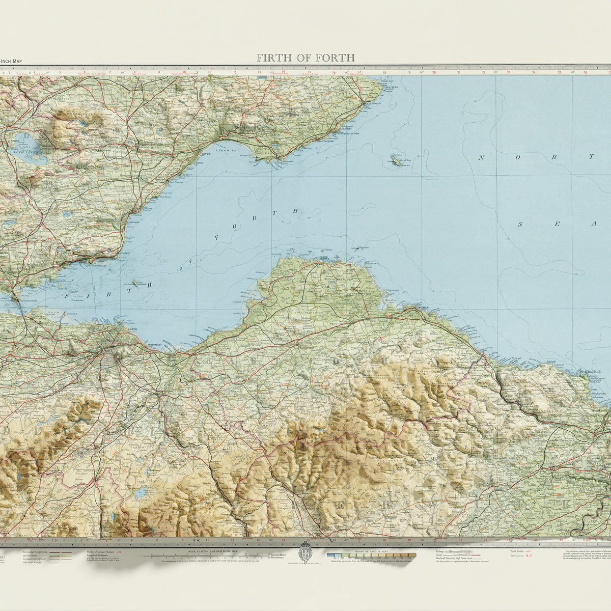 Edinburgh (Firth of Forth) Vintage Topographic Map – Visual Wall Maps ...