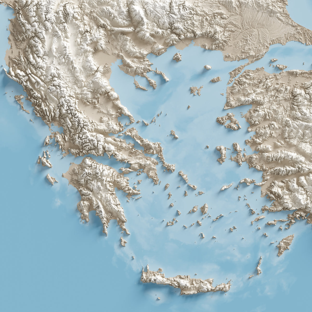 Greece Shaded Relief Island Series – Visual Wall Maps Studio