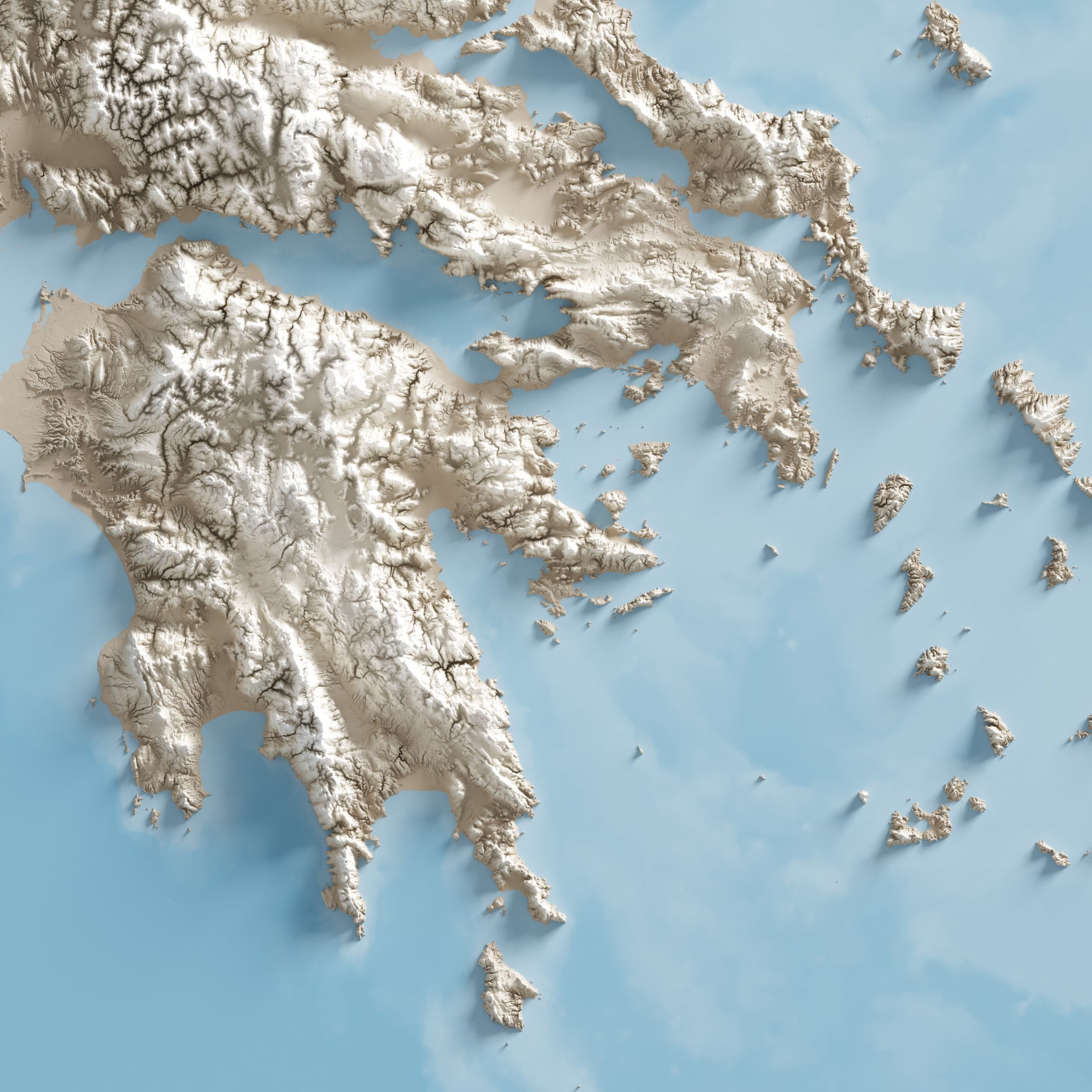 Greece Shaded Relief Island Series – Visual Wall Maps Studio