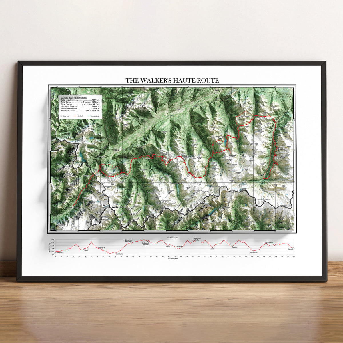 Walker's Haute Route Hike Map – Visual Wall Maps Studio