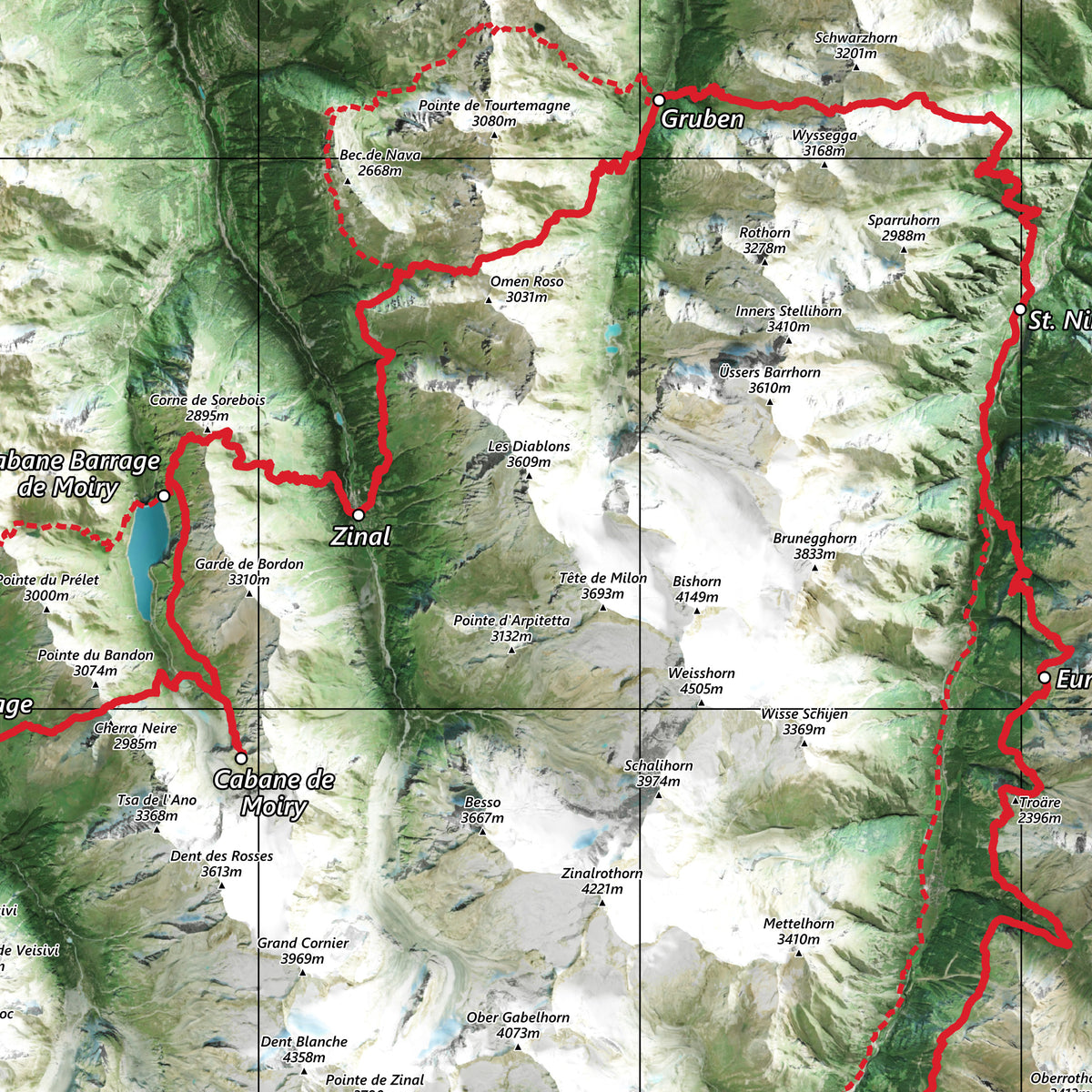 Walker's Haute Route Hike Map – Visual Wall Maps Studio