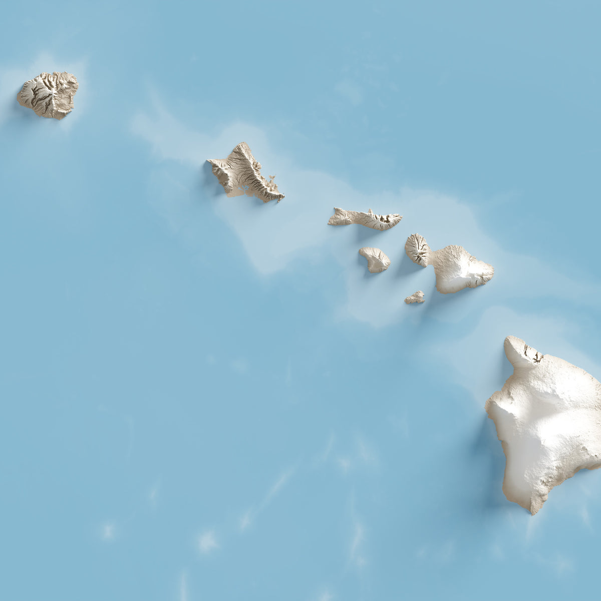 Hawaii Shaded Relief Island Series – Visual Wall Maps Studio