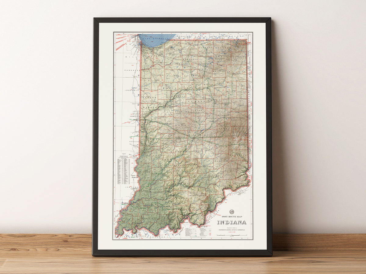 Indiana Vintage Topographic Map – Visual Wall Maps Studio