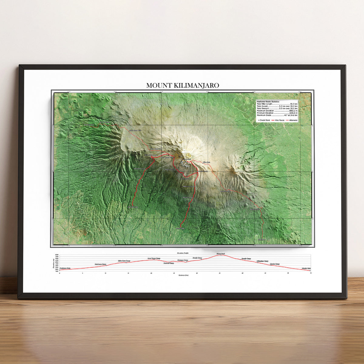 Mount Kilimanjaro Hike Map – Visual Wall Maps Studio
