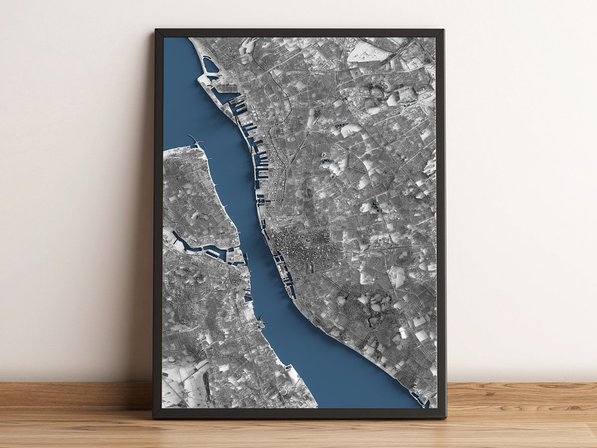 Liverpool Shaded Relief – Visual Wall Maps Studio