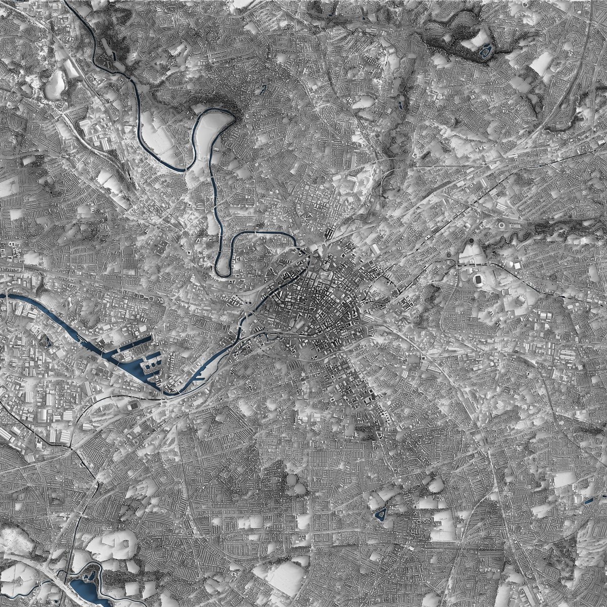 Manchester Shaded Relief – Visual Wall Maps Studio