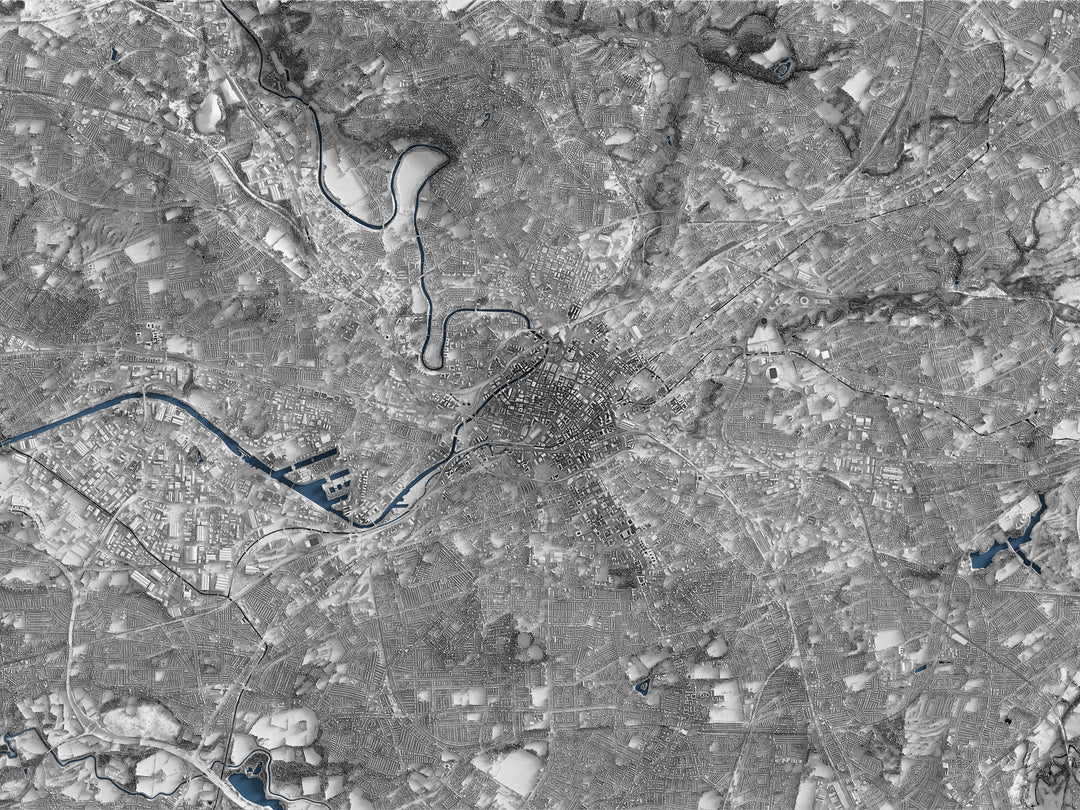 Manchester Shaded Relief – Visual Wall Maps Studio