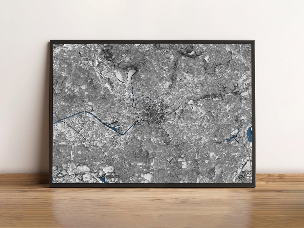 Manchester Shaded Relief – Visual Wall Maps Studio