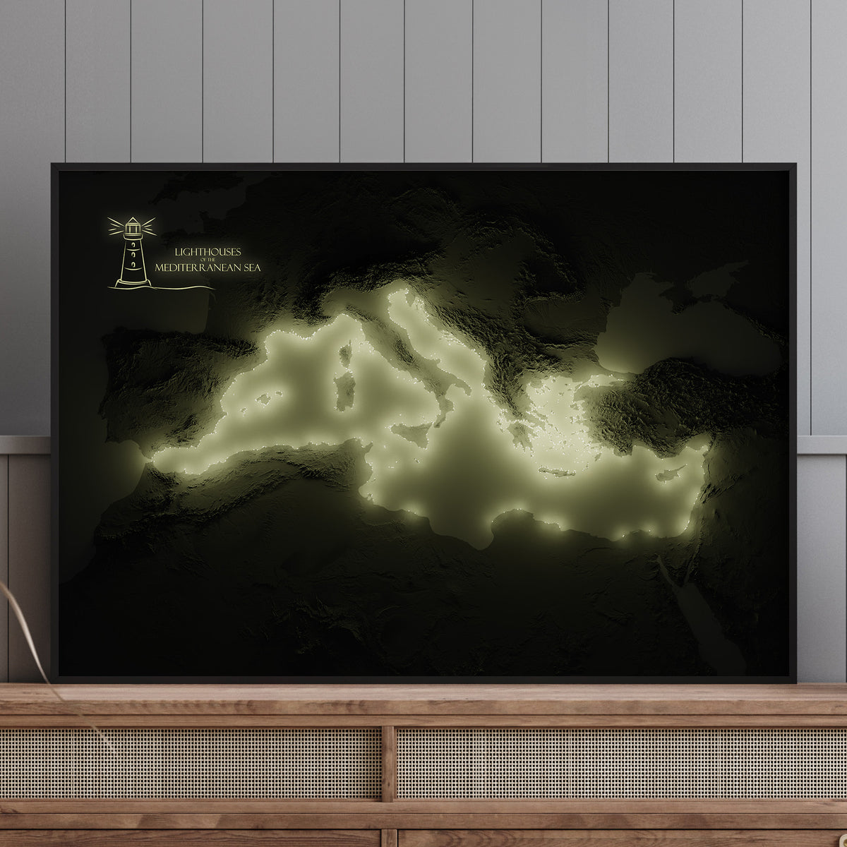 Lighthouses of the Mediterranean Sea – Visual Wall Maps Studio