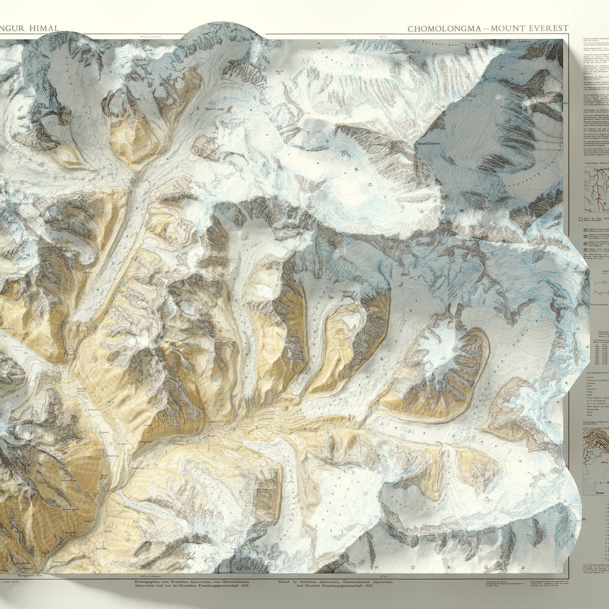 Mount Everest Topographic Map c. 1957 – Visual Wall Maps Studio