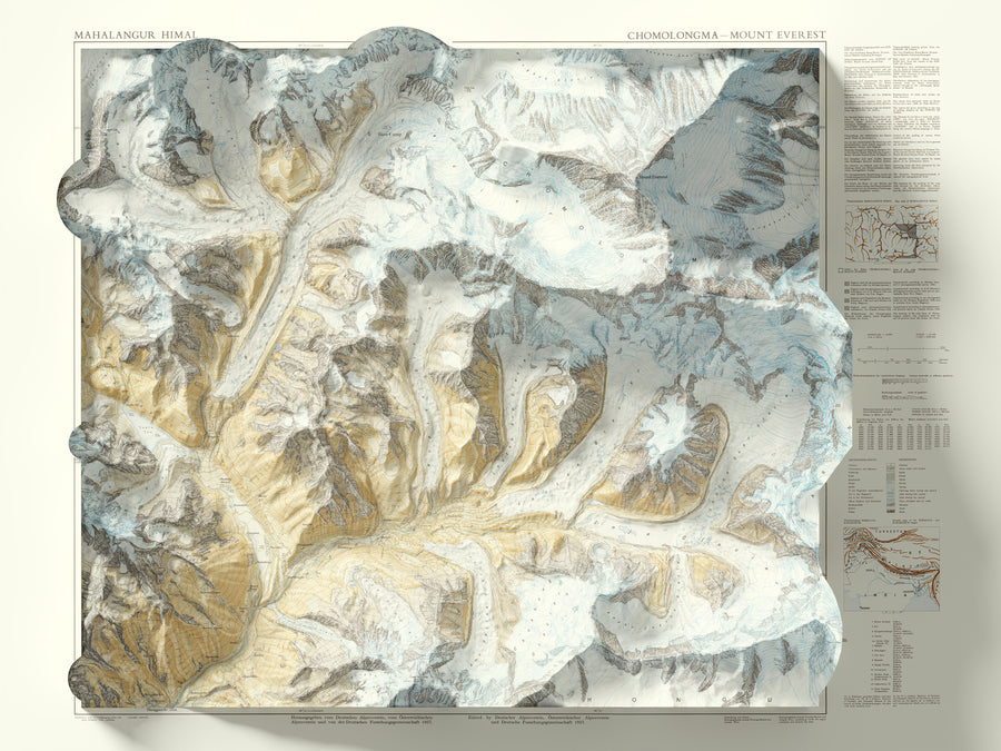 Mount Everest Topographic Map c. 1957 – Visual Wall Maps Studio