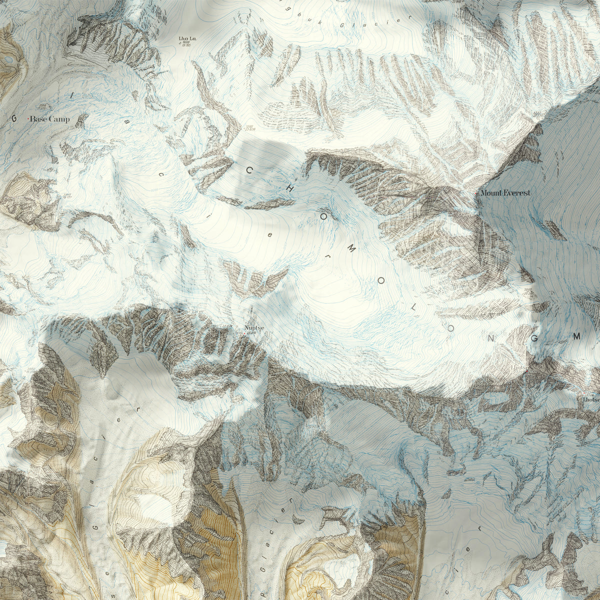 Mount Everest Topographic Map c. 1957 – Visual Wall Maps Studio