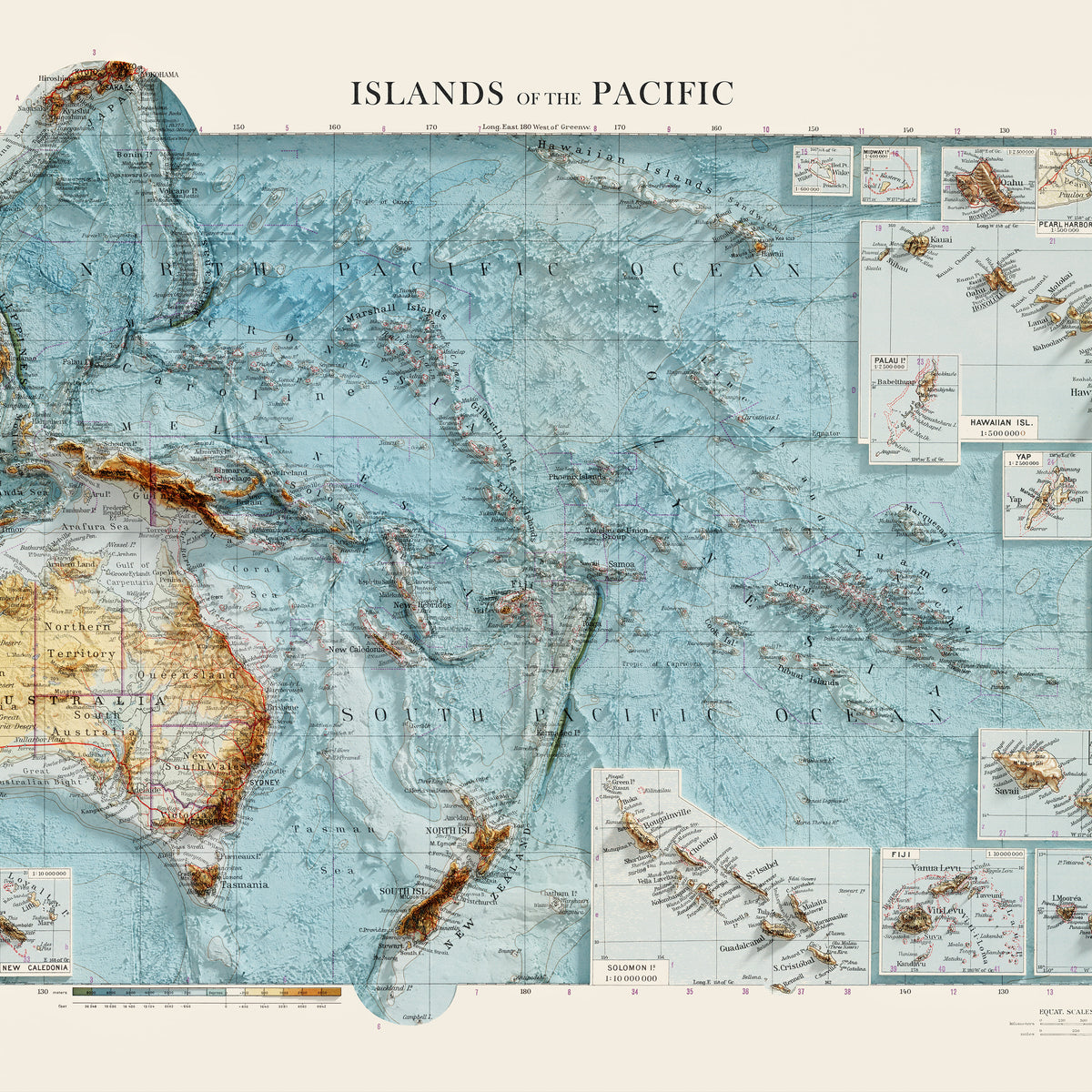 Islands of the Pacific Vintage Topographic Map (c.1953) – Visual Wall ...