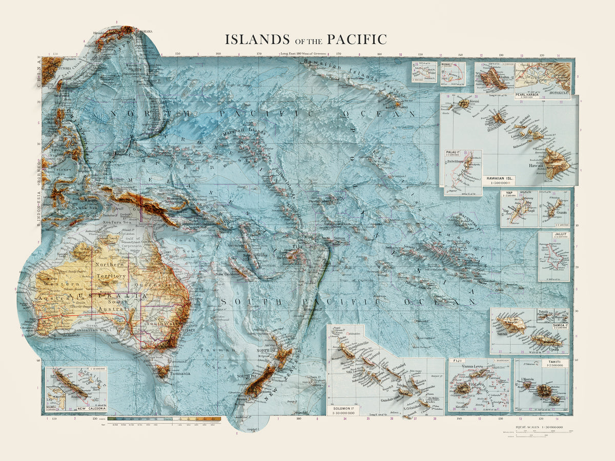 Islands of the Pacific Vintage Topographic Map (c.1953) – Visual Wall ...
