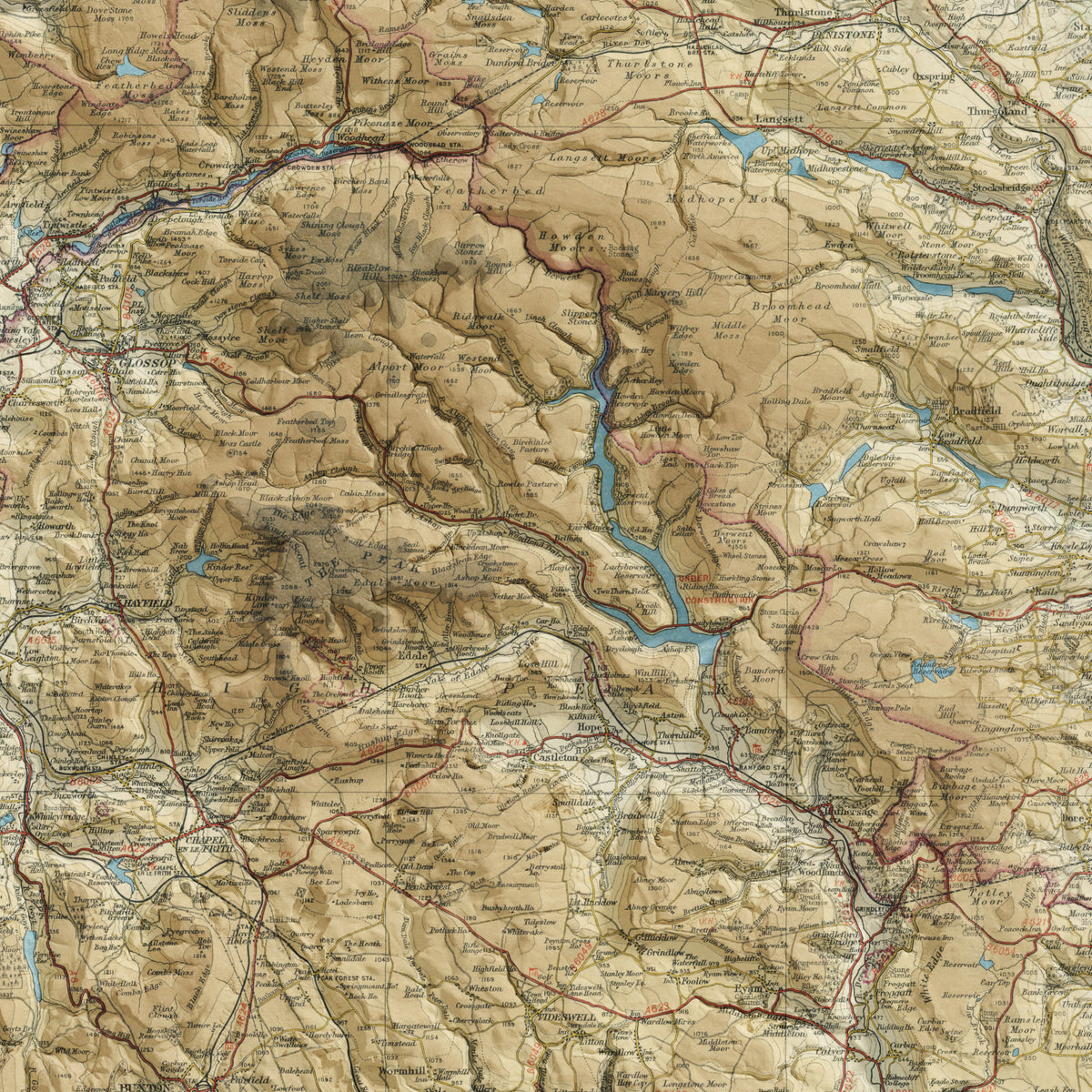 Peak District Vintage Topographic Map – Visual Wall Maps Studio