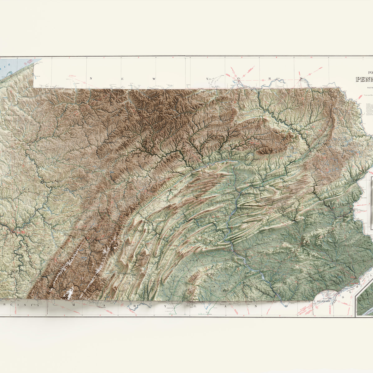 Pennsylvania Vintage Topographic Map – Visual Wall Maps Studio