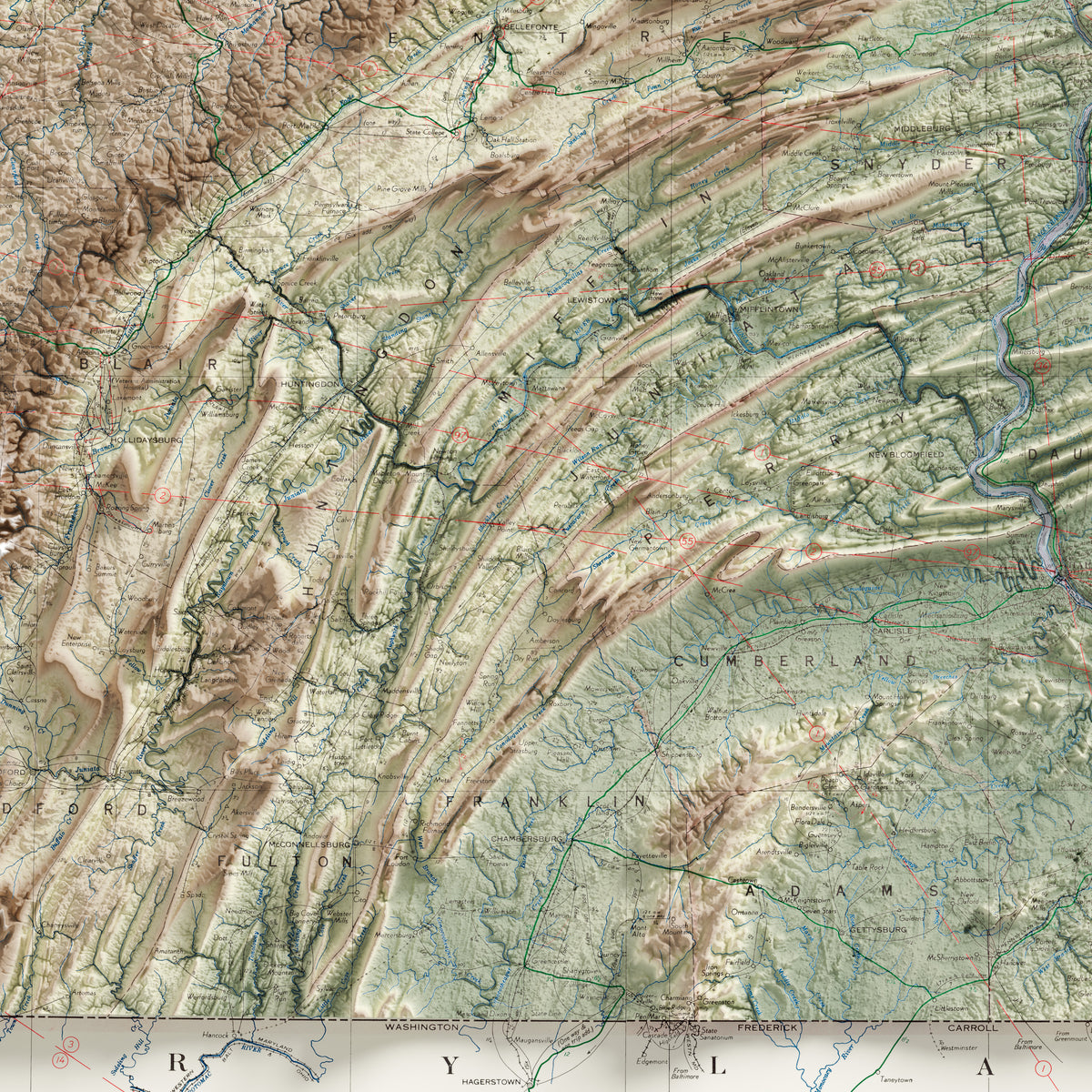 Pennsylvania Vintage Topographic Map – Visual Wall Maps Studio