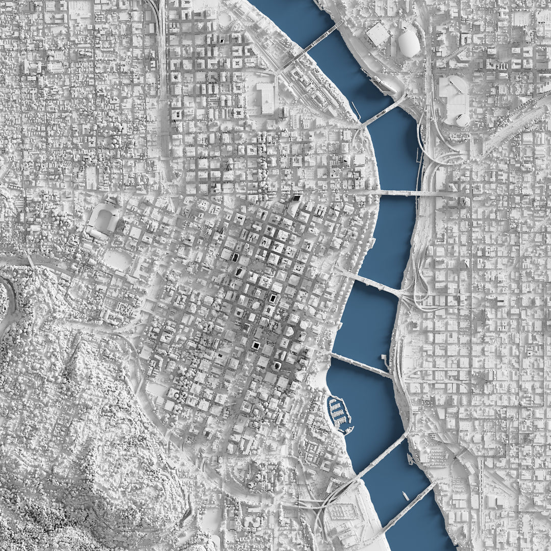 Portland Oregon Lidar Shaded Relief – Visual Wall Maps Studio