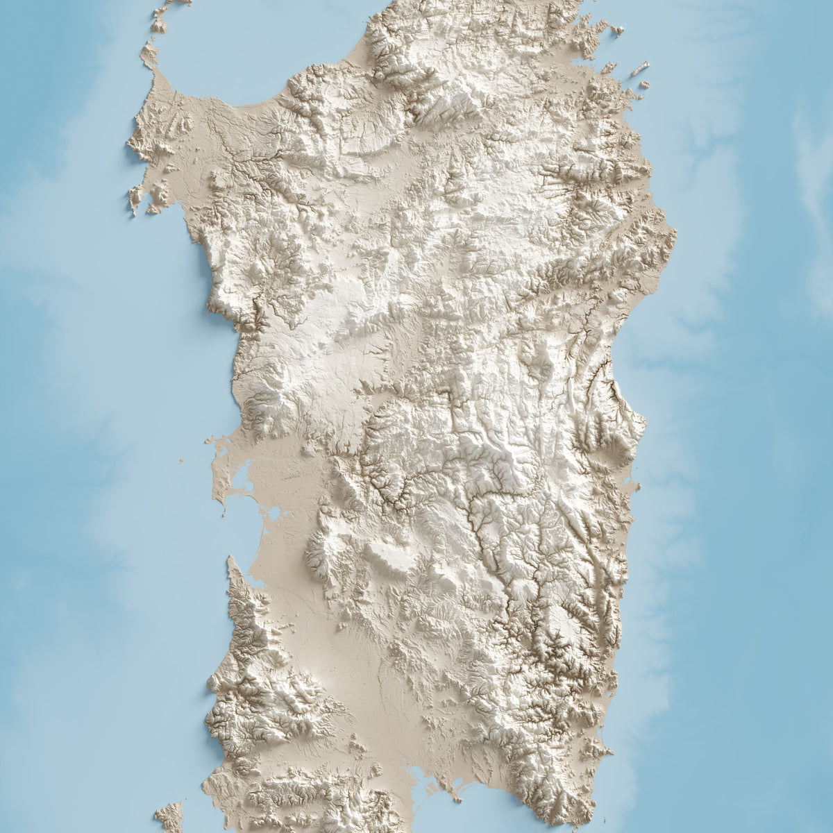 Sardinia Shaded Relief Island Series – Visual Wall Maps Studio