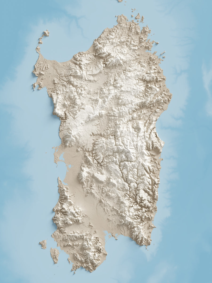 Sardinia Shaded Relief Island Series – Visual Wall Maps Studio