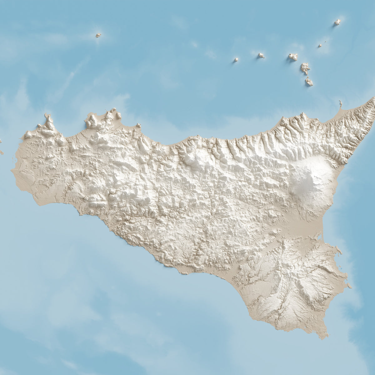 Sicily Shaded Relief Island Series – Visual Wall Maps Studio