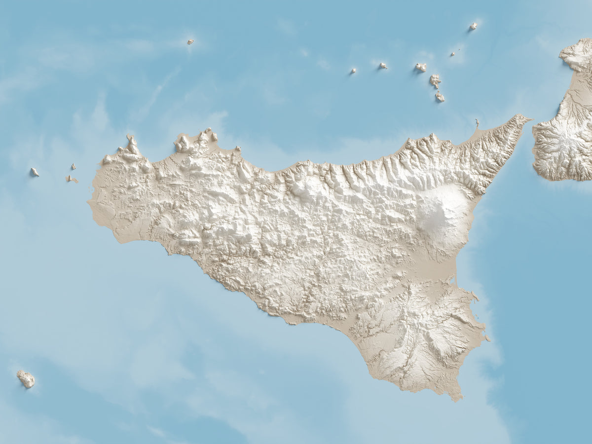 Sicily Shaded Relief Island Series – Visual Wall Maps Studio