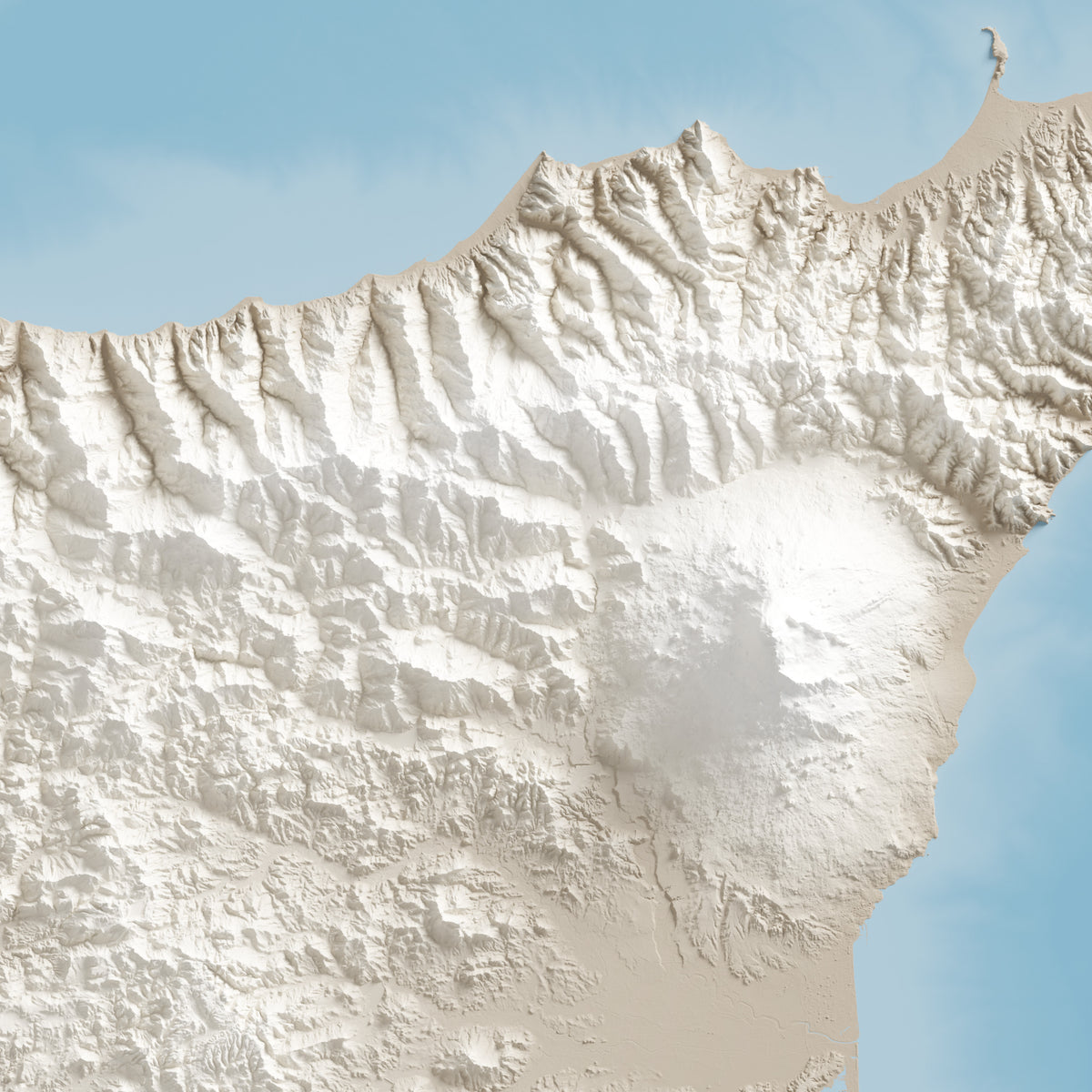 Sicily Shaded Relief Island Series – Visual Wall Maps Studio