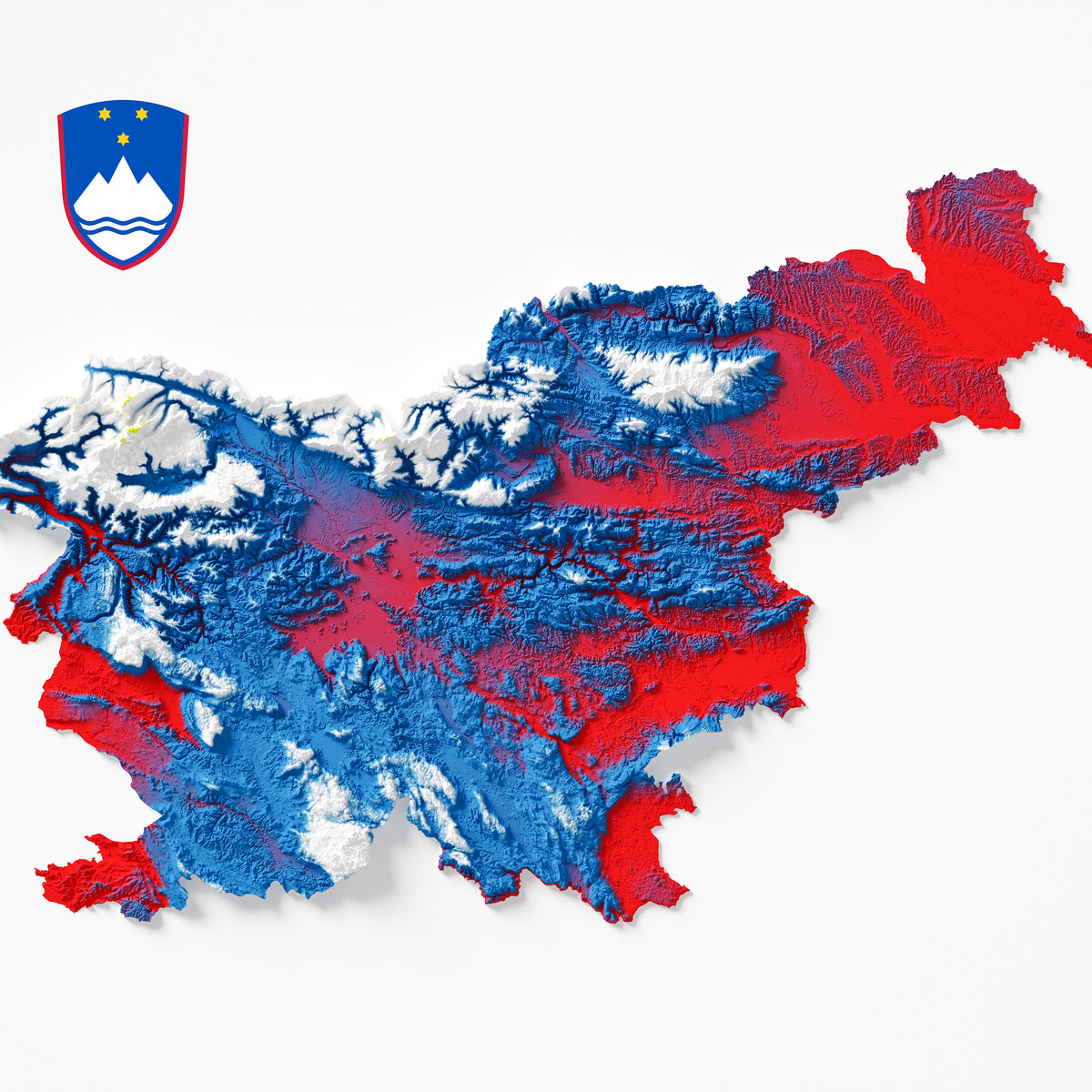 Slovenia Shaded Relief Colourized (Official Colours) – Visual Wall Maps ...