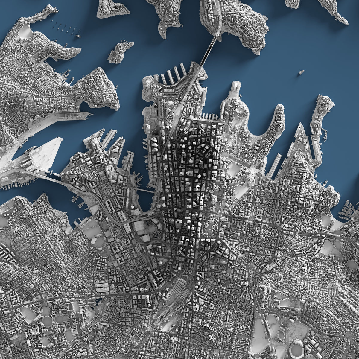 Sydney Australia Shaded Relief – Visual Wall Maps Studio