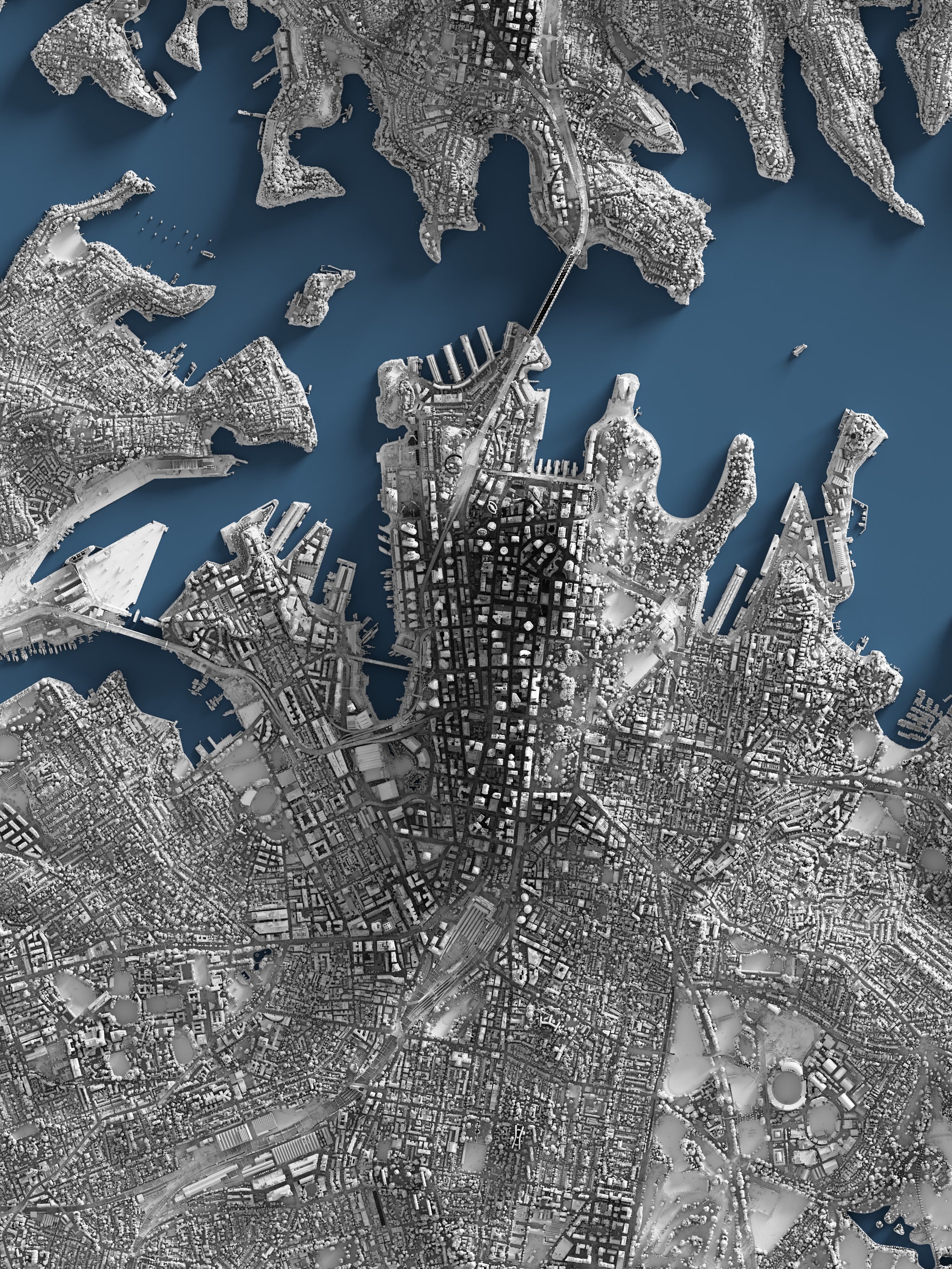 Sydney Australia Shaded Relief – Visual Wall Maps Studio