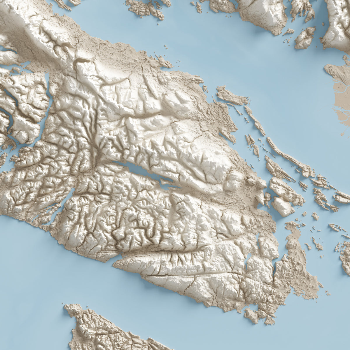 Vancouver Island Shaded Relief Island Series – Visual Wall Maps Studio