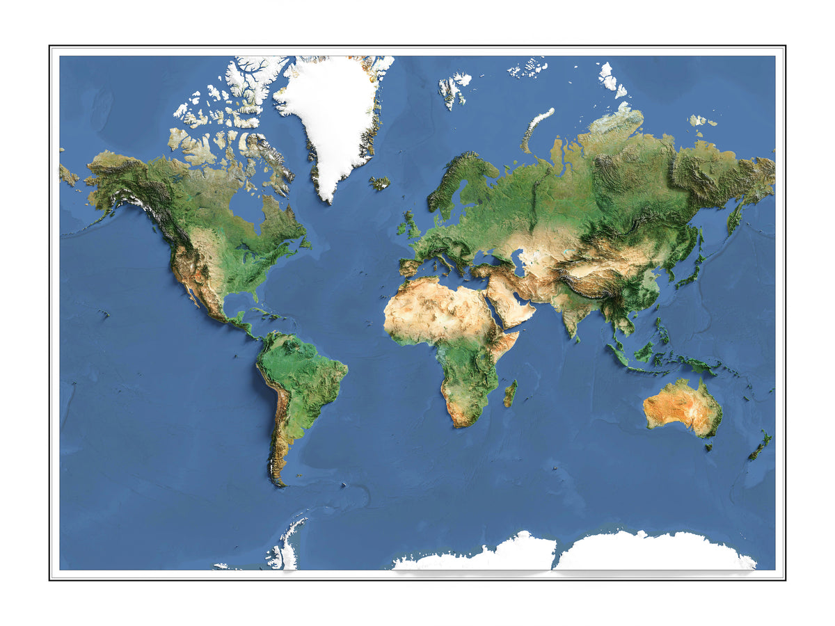 World Imagery Shaded Relief w/o Oceanfloor – Visual Wall Maps Studio