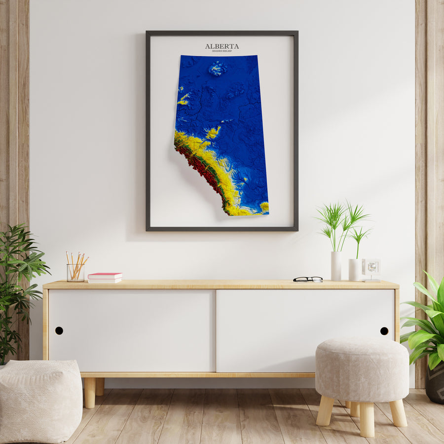 Alberta Shaded Relief Colourized (Provincial Colours) – Visual Wall ...