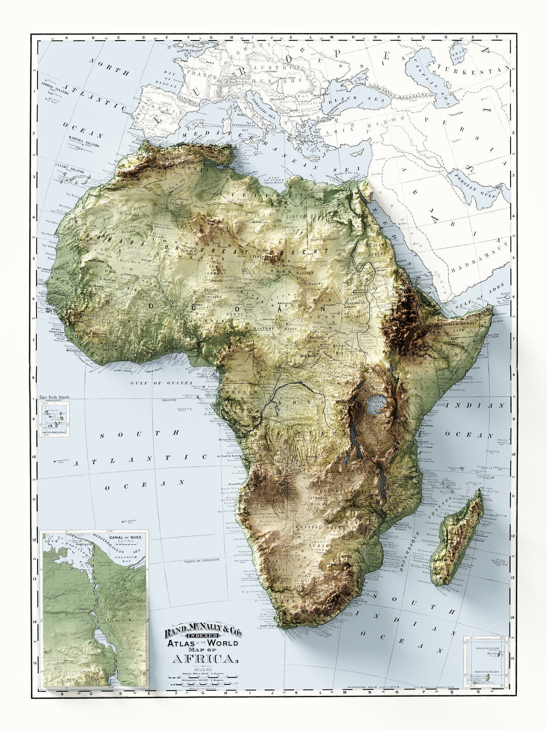 Africa Vintage Topographic Map (c.1895) – Visual Wall Maps Studio
