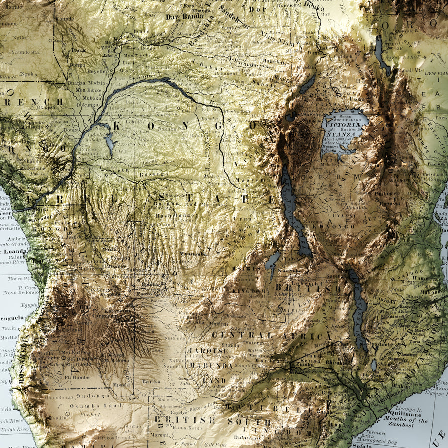 Africa Vintage Topographic Map (c.1895) – Visual Wall Maps Studio