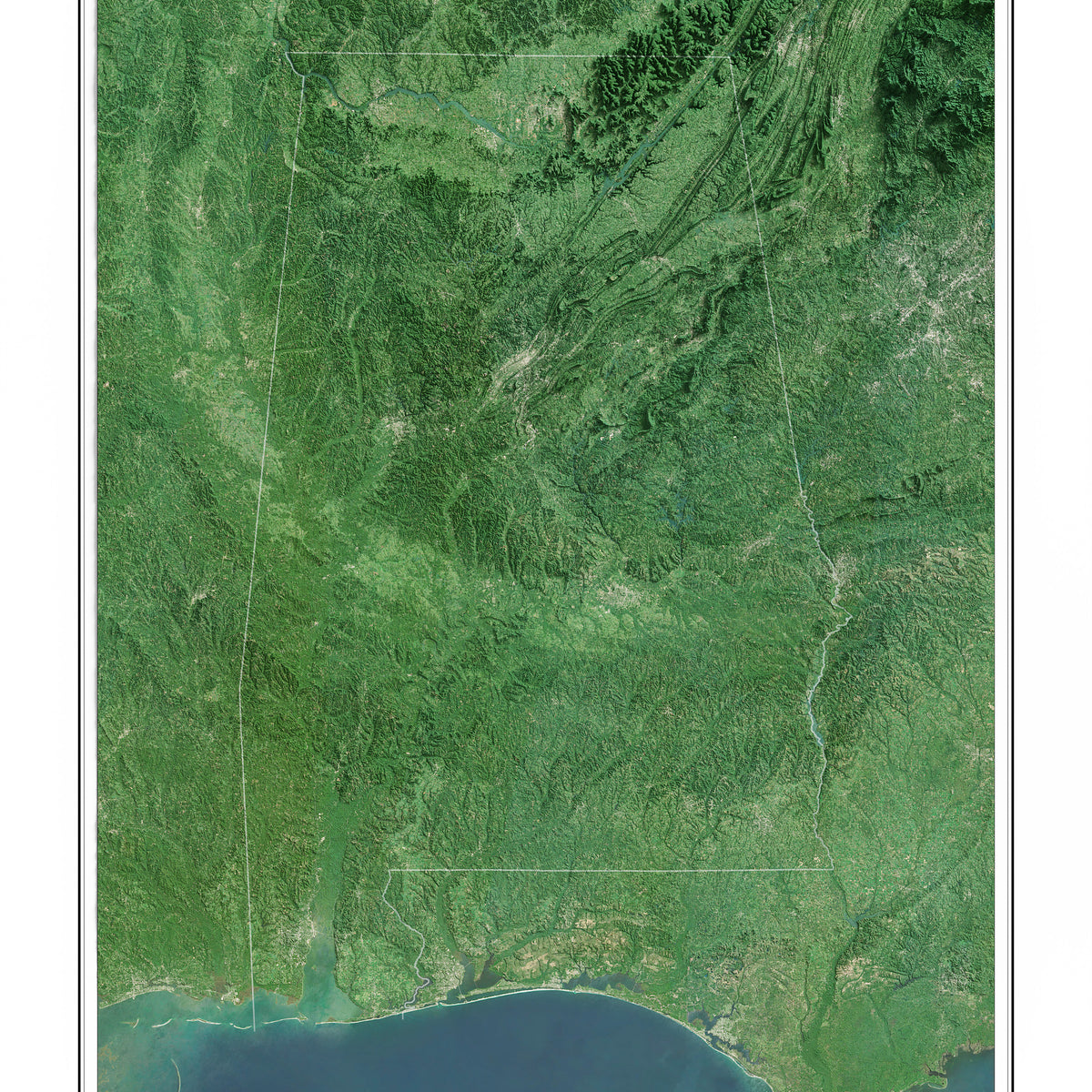 Alabama Imagery Shaded Relief – Visual Wall Maps Studio