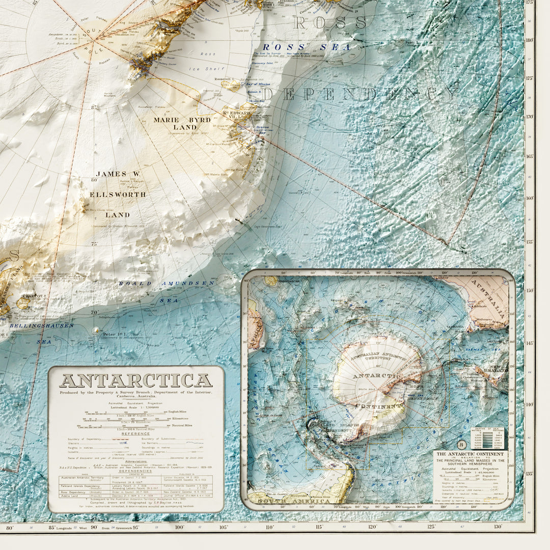 Topographic Map of Antarctica (c.1938) – Visual Wall Maps Studio