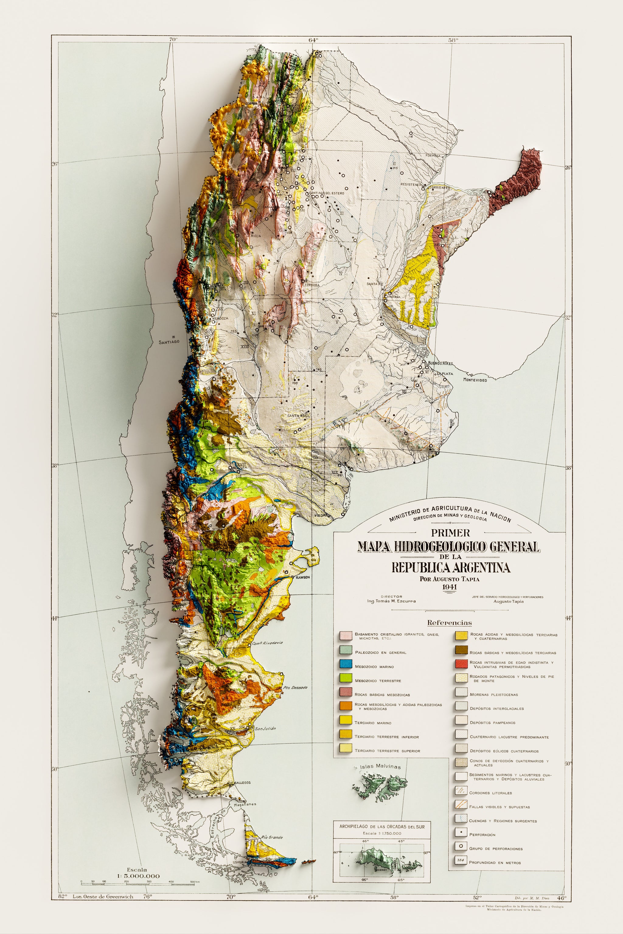 Geological Map of Argentina (c.1941) – Visual Wall Maps Studio