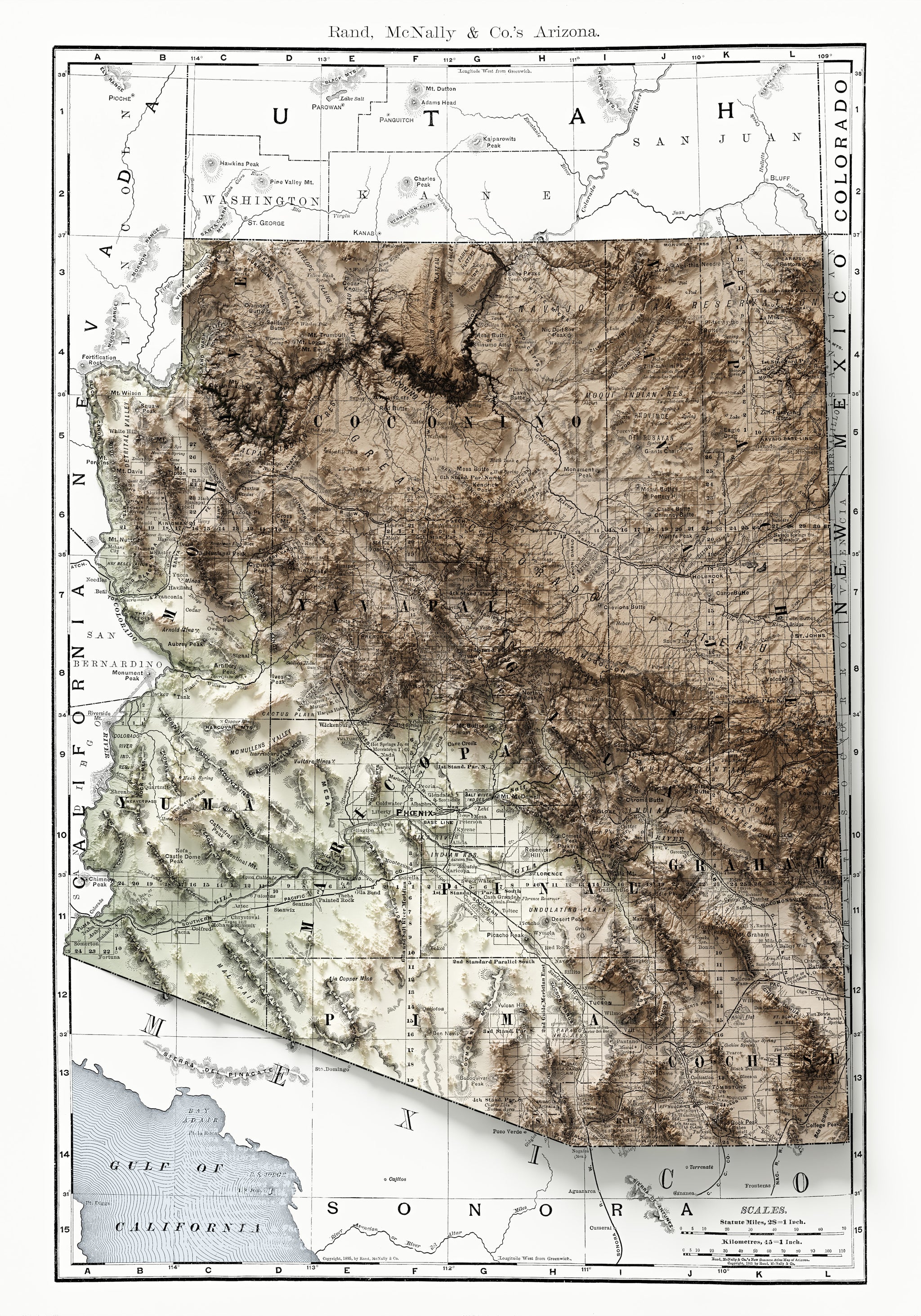 Arizona Vintage Topographic Map (c.1895) – Visual Wall Maps Studio