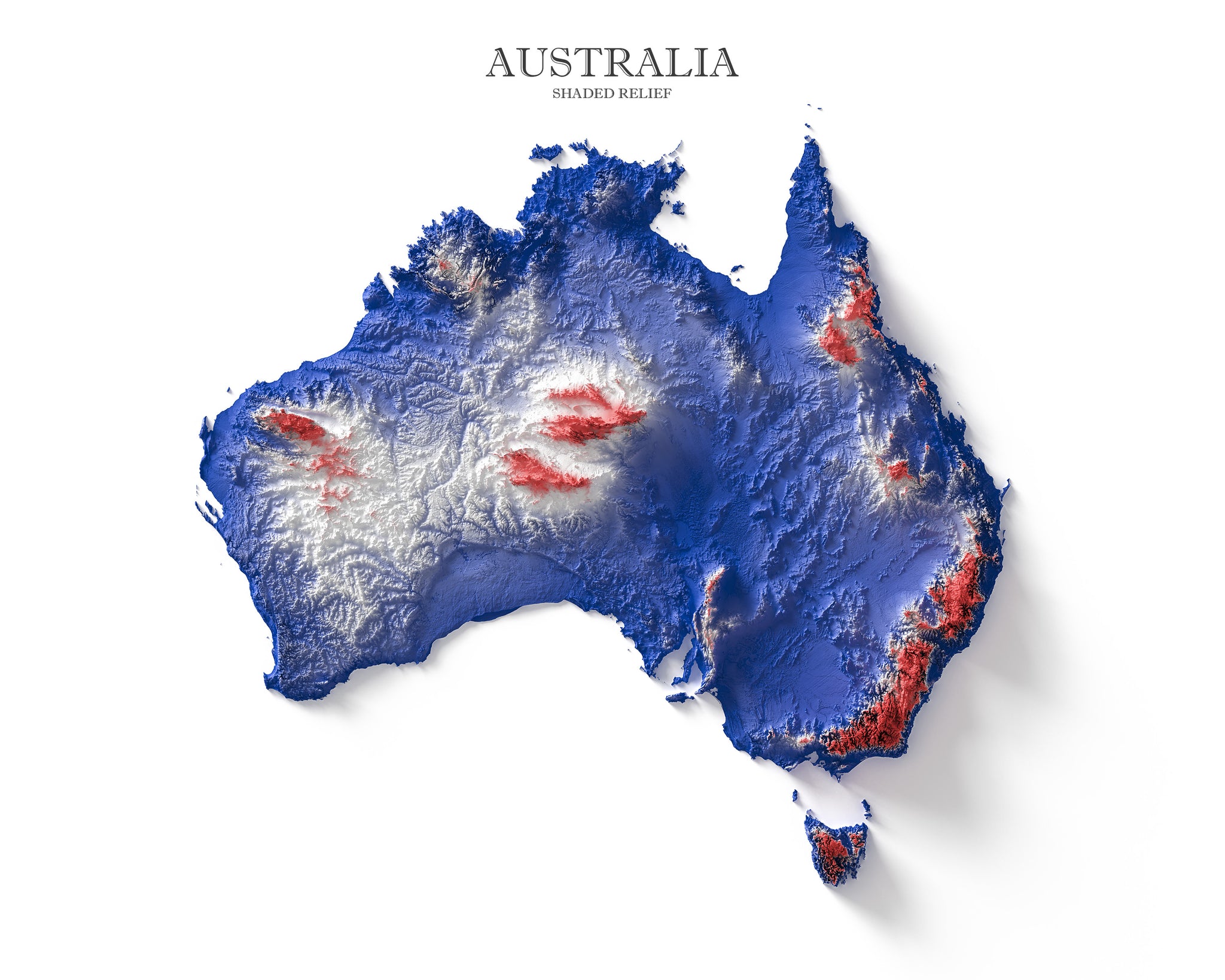 Australia Shaded Relief Colourized (Official Colours) – Visual Wall ...