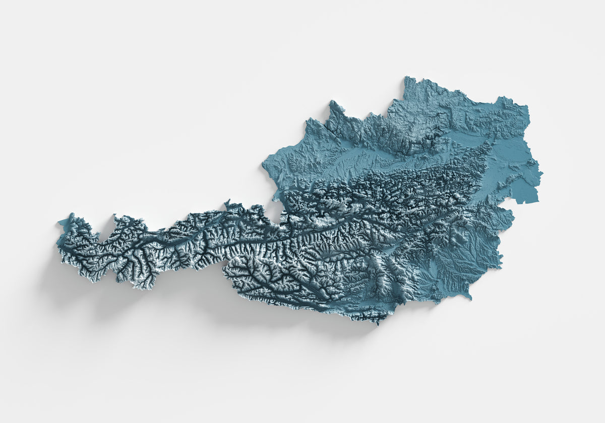 Austria Shaded Relief – Visual Wall Maps Studio