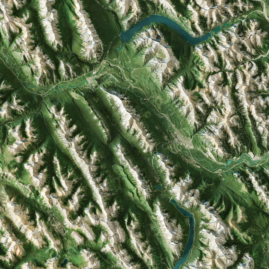 Banff, Alberta Imagery Shaded Relief – Visual Wall Maps Studio